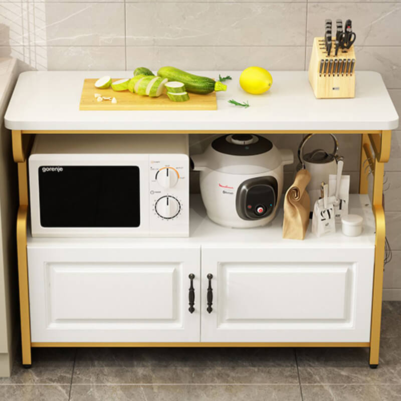 Kitchen Organizer Cabinet Door Cutting Table Microwave Oven Storage Sh ...