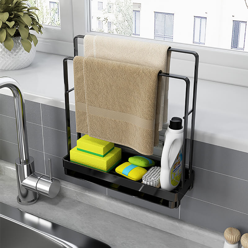 Wall-mounted No Drilling Kitchen Drainer Wipe Sink Storage Rack ...
