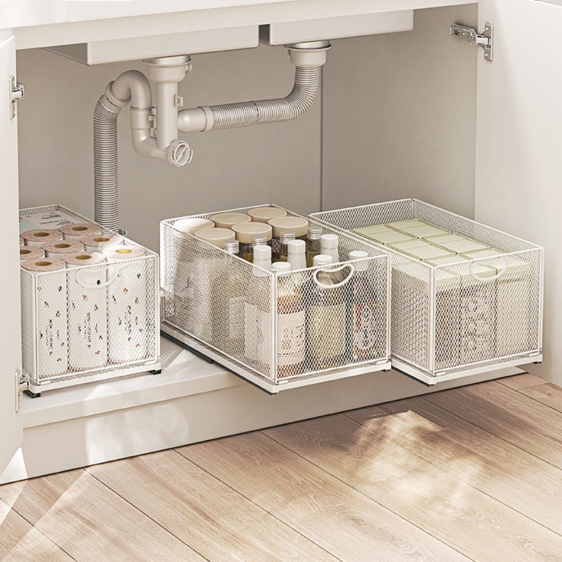 Pull-out Folding Metal Storage Basket Kitchen Condiment Bottle Drawer ...